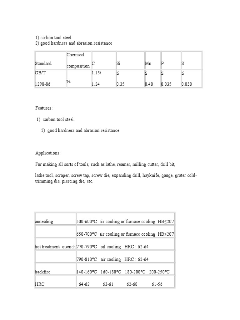 T12 Tool Steel Properties and Uses | PDF
