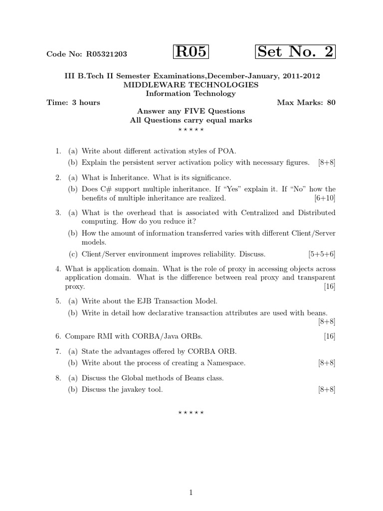 R05 Set No. 2 | Download Free PDF | Common Object Request Broker ...