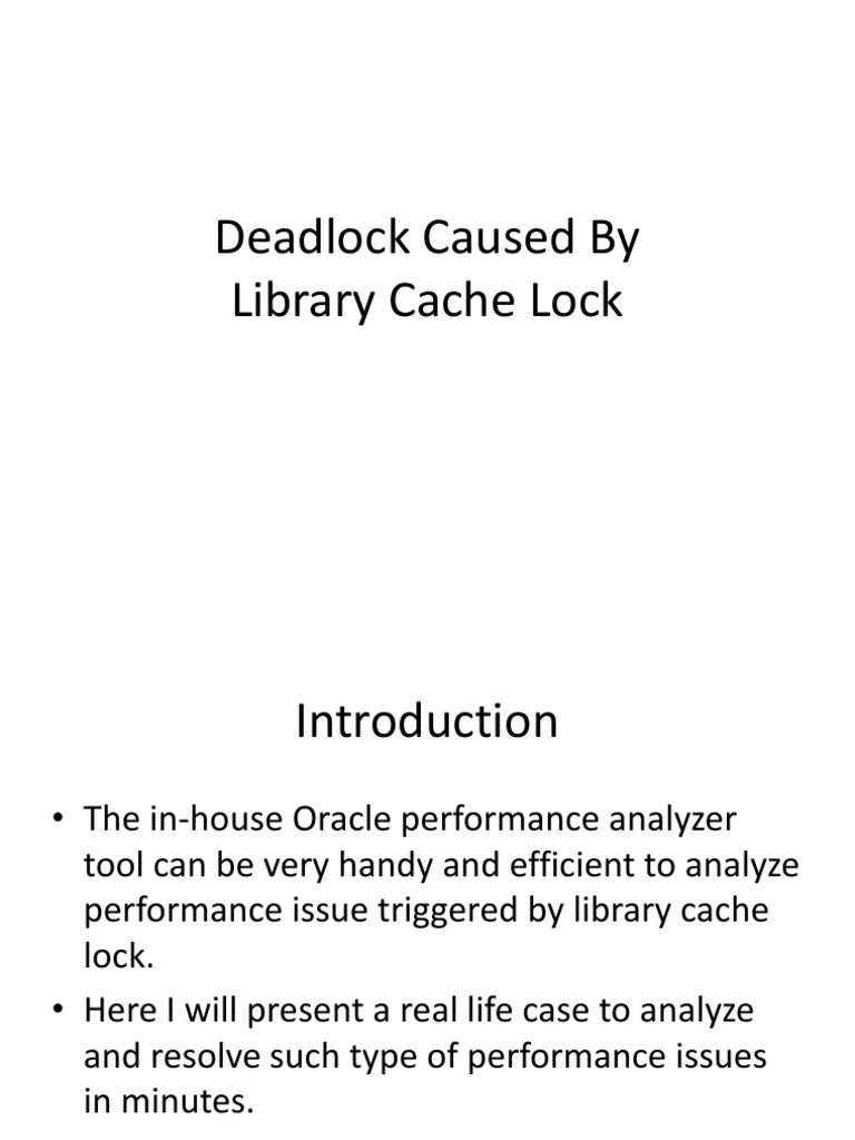 Deadlock From Library Cache Lock | PDF | Library (Computing) | Cache (Computing)