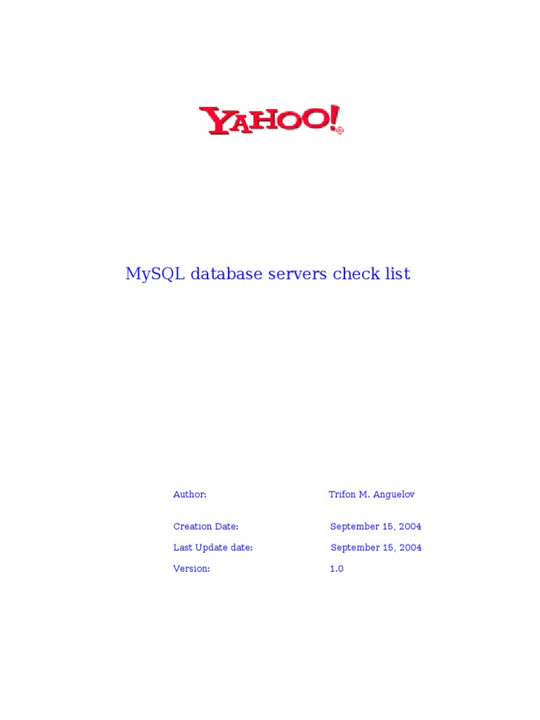 Mysql Checklist Pdf My Sql Superuser 