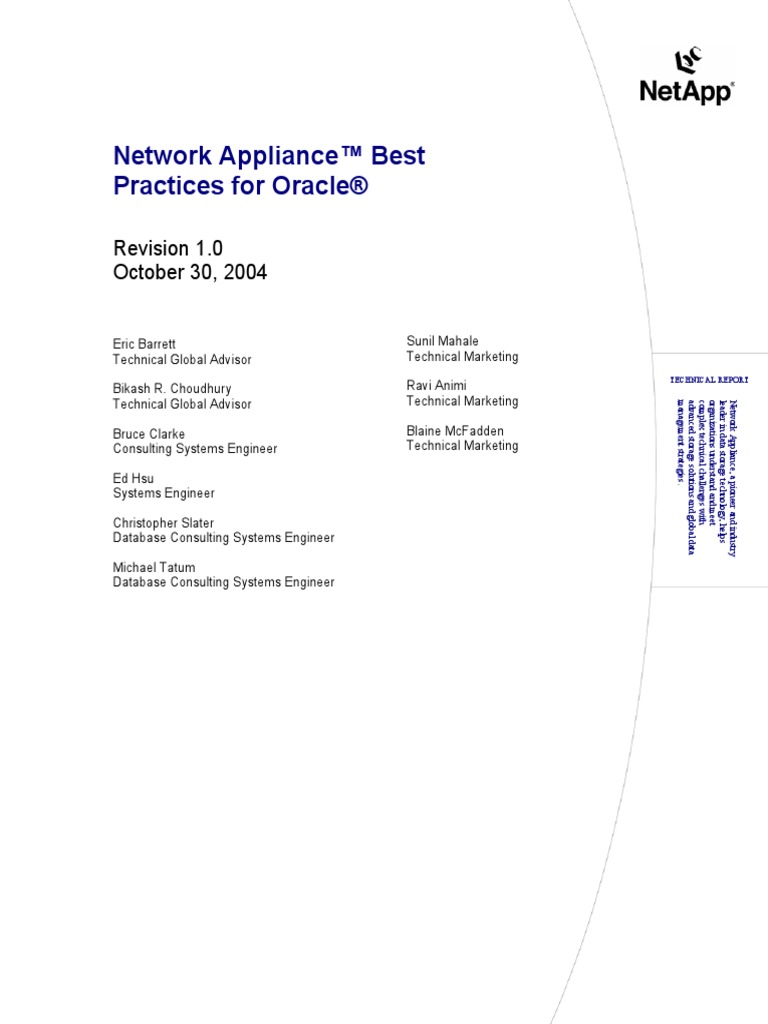 Oracle Netapp Best Practices | PDF | Transmission Control Protocol | Oracle Database