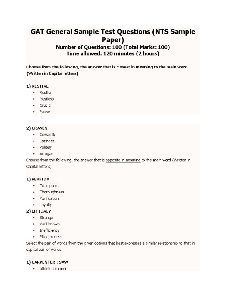 GAT Test Prep: Vocabulary & Comprehension | PDF | Tsunami | Earthquakes