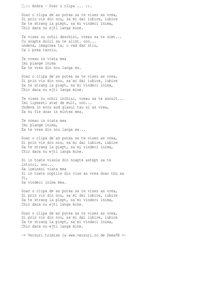 Andra - Doar o Clipa ... | PDF