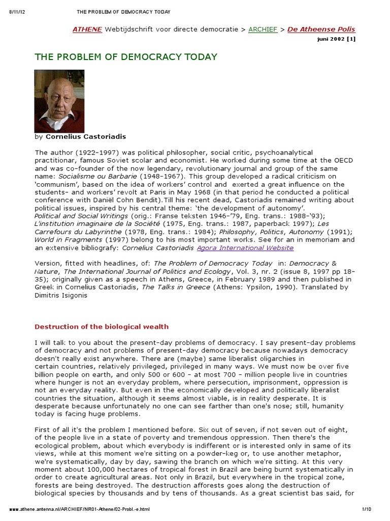The Problem of Democracy Today | PDF | Autonomy | Thucydides