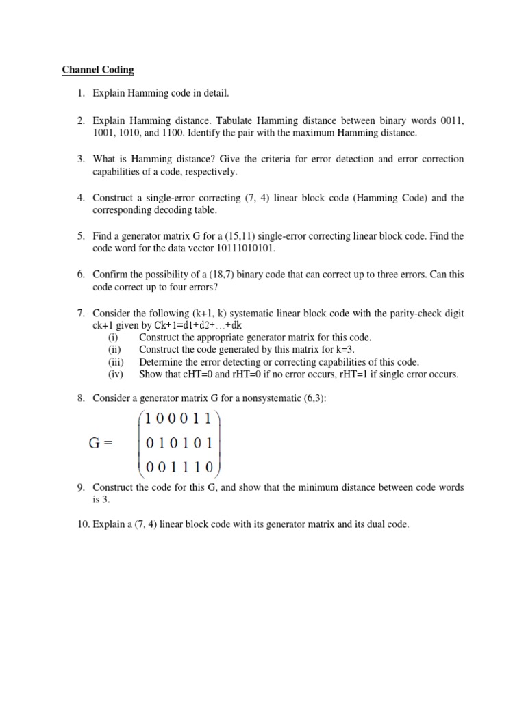 4 Channel Coding | PDF | Forward Error Correction | Matrix (Mathematics)