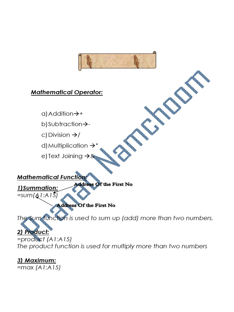 MS Excel Mathematical Functions | PDF