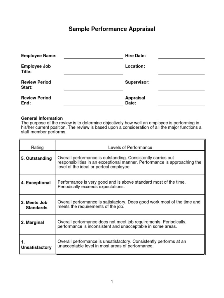 Employee Performance Appraisal Template | PDF | Goal | Performance ...