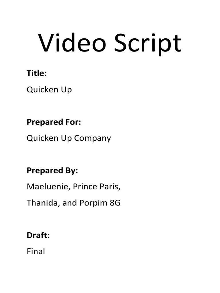 Quicken Up Video Script Example | PDF