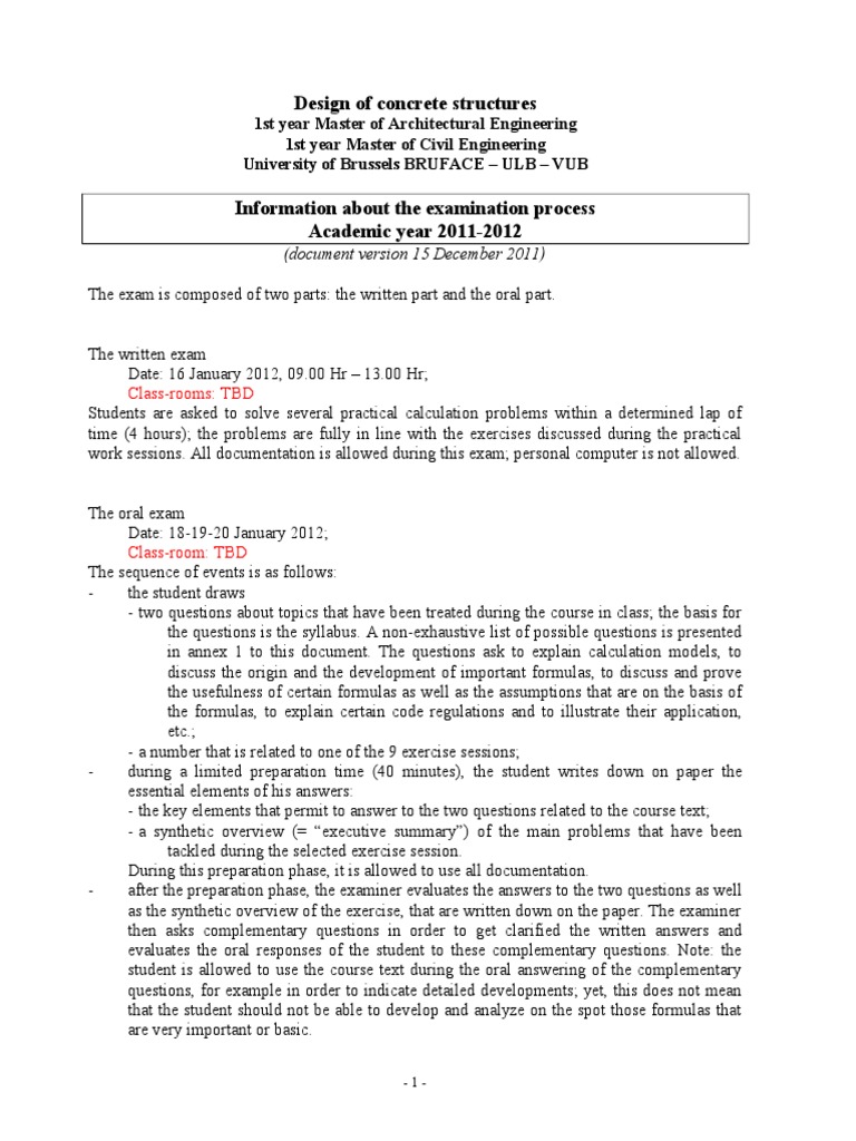 Concrete Design Exam-15Dec11 | PDF | Reinforced Concrete | Test ...