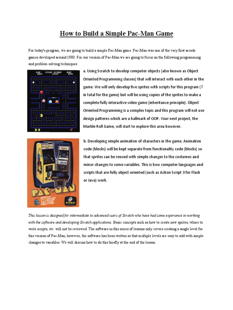 PacMan Lesson | PDF | Object Oriented Programming | Scratch (Programming Language)
