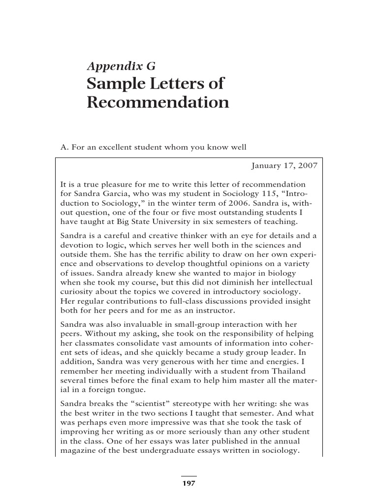 Sample Letters of Recommendation: Appendix G | PDF | Test (Assessment ...