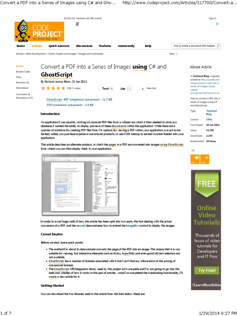 Convert A PDF Into A Series of Images Using C# and GhostScript | PDF ...