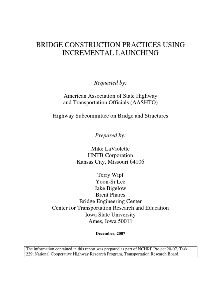 Bridge Construction Practices Using Incremental Launching | PDF