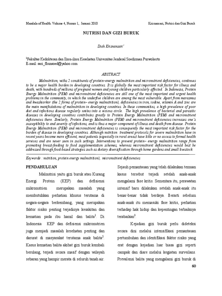Nutrisi Dan Gizi Buruk PDF | PDF