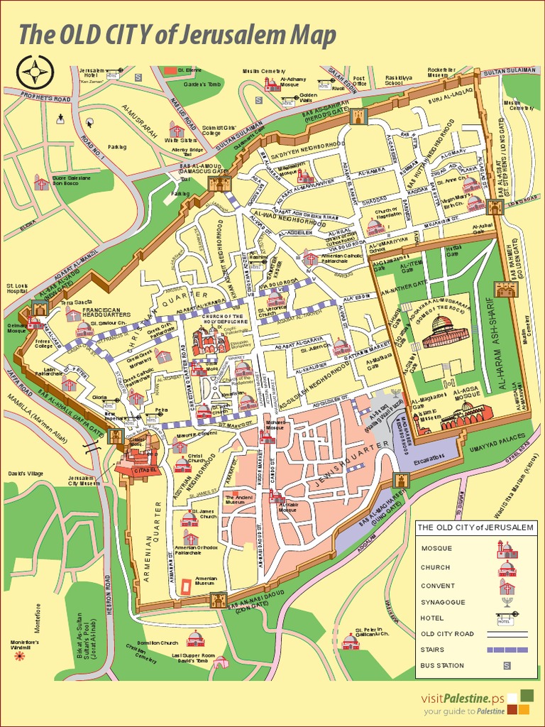 The Old City of Jerusalem Map | Download Free PDF | Bethlehem ...