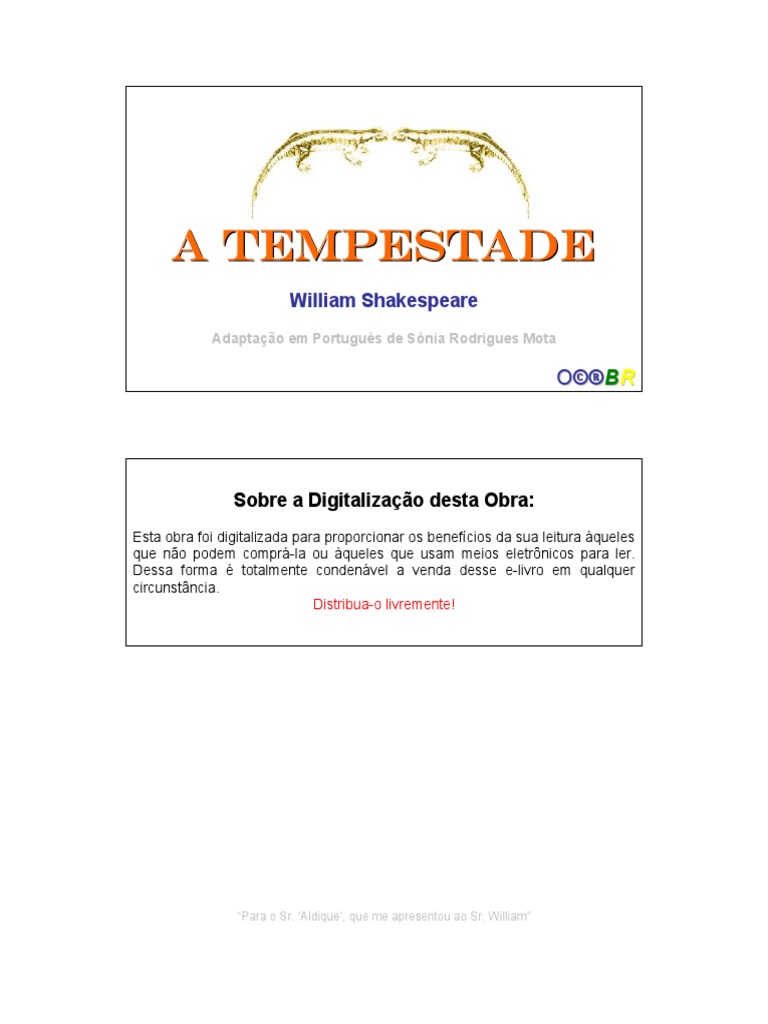 William Shakespeare - A Tempestade | PDF | William Shakespeare ...