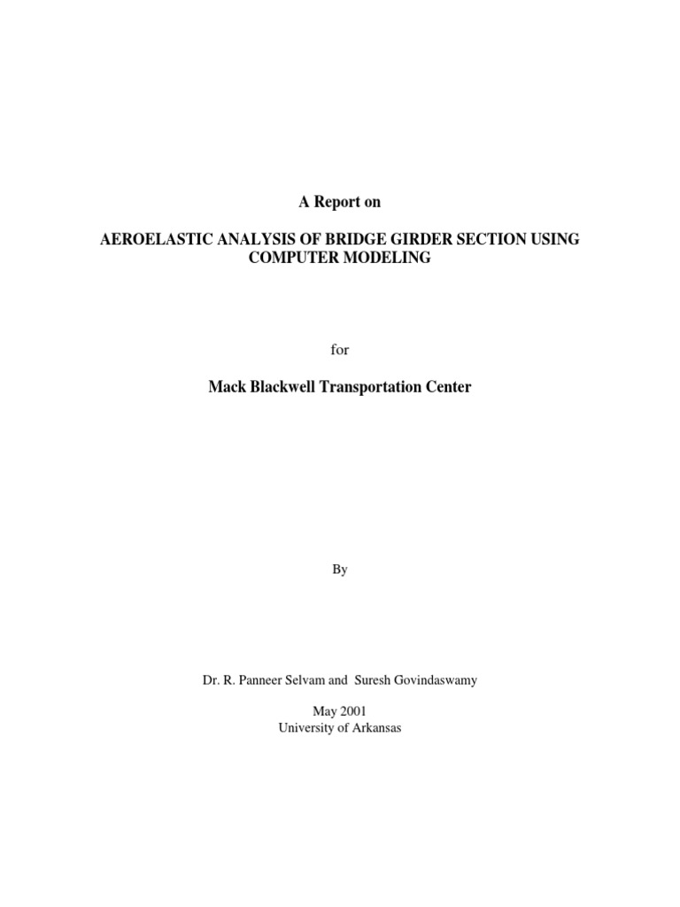 A Report On Aeroelastic Analysis of Bridge Girder Section Using Computer Modeling | PDF | Finite ...