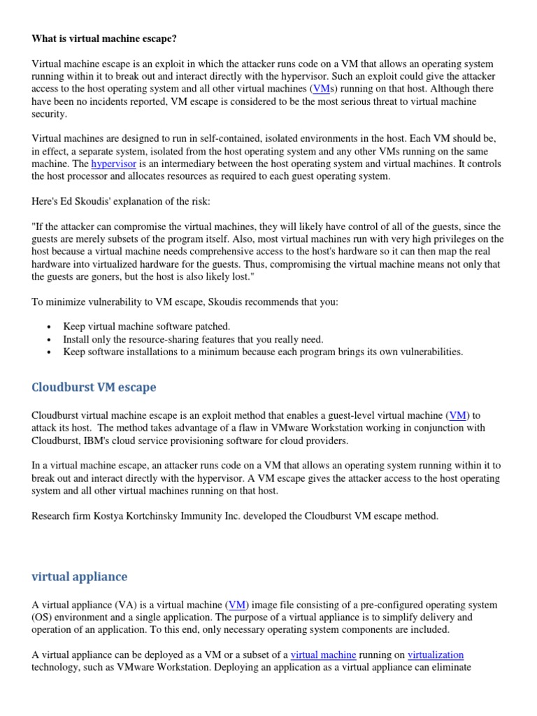 Understanding Virtual Machine Escape | PDF | Virtual Machine | Desktop ...