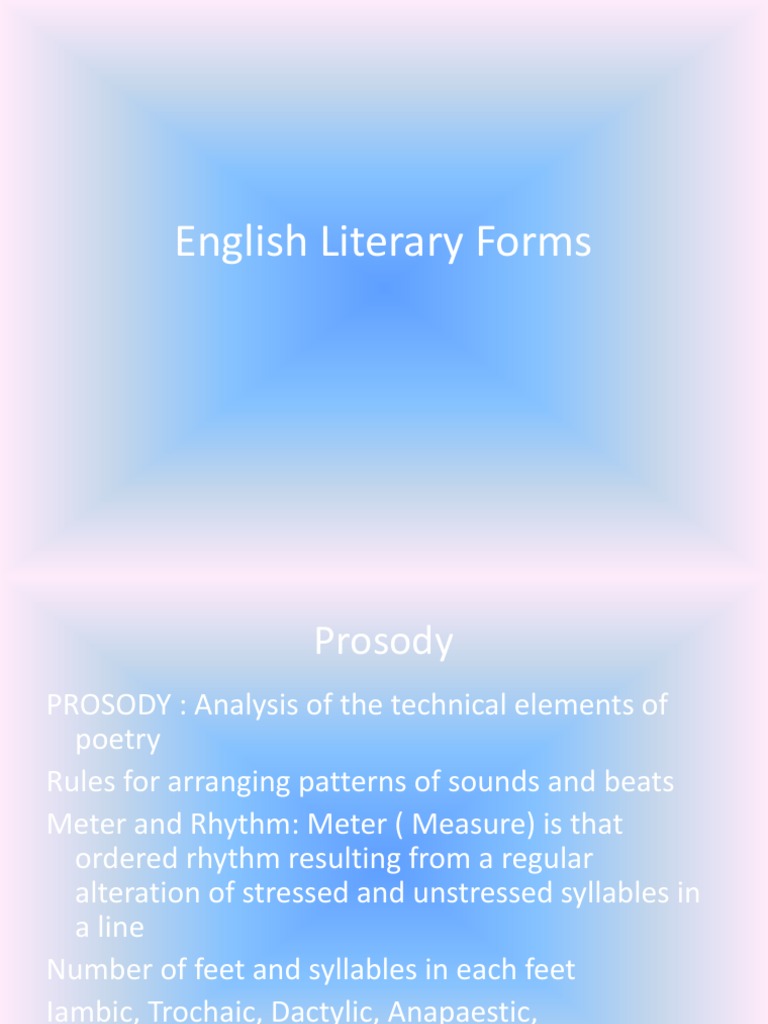 English Literary Forms 2 | PDF | Metre (Poetry) | Phonaesthetics