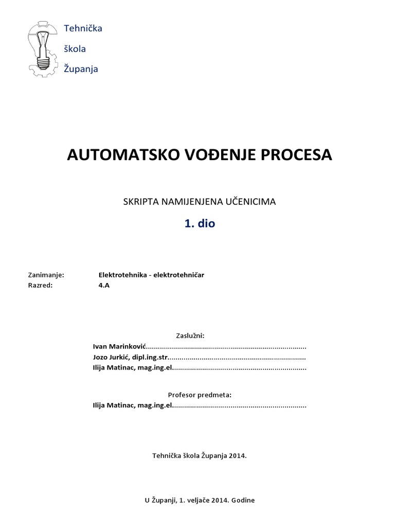 AUTOMATIKA - Skripta 1 | PDF