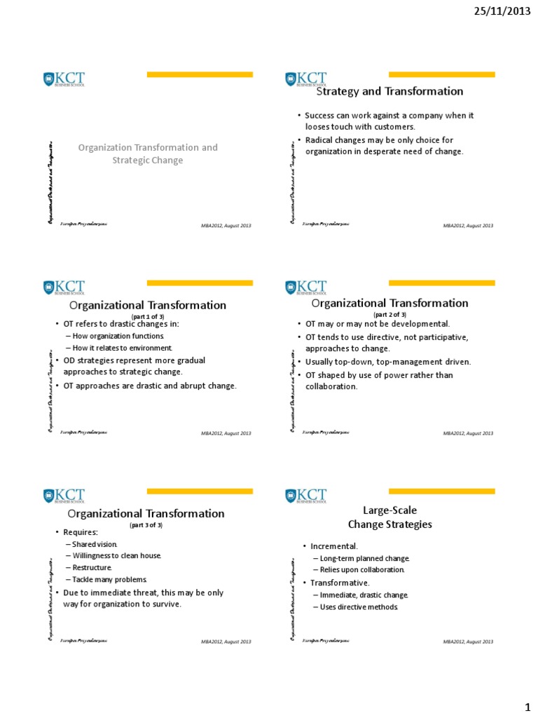 Organisational Transformation | PDF | Organization Development | Change ...