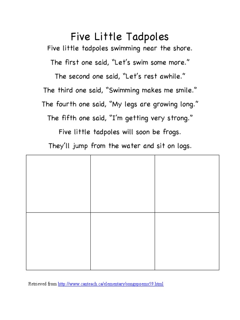 Five Little Tadpoles | PDF | Writing | Psycholinguistics
