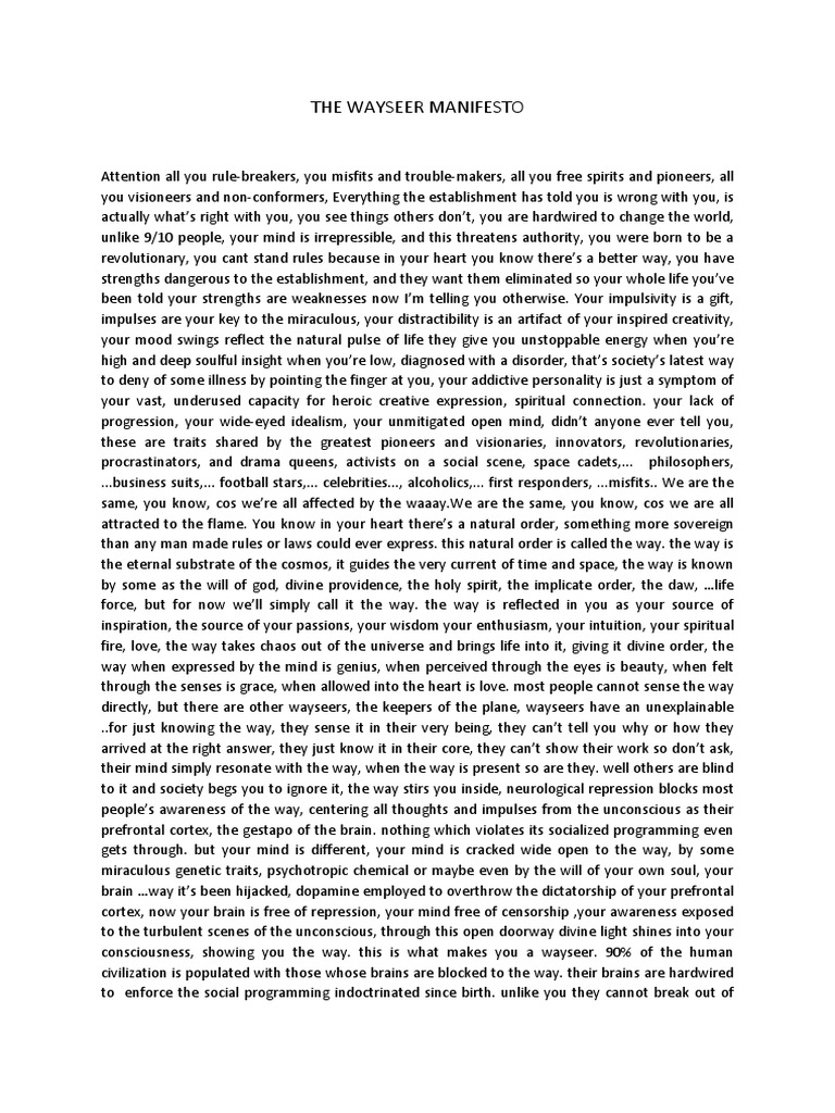 Wayseer Manifesto | Download Free PDF | Mind | Behavioural Sciences