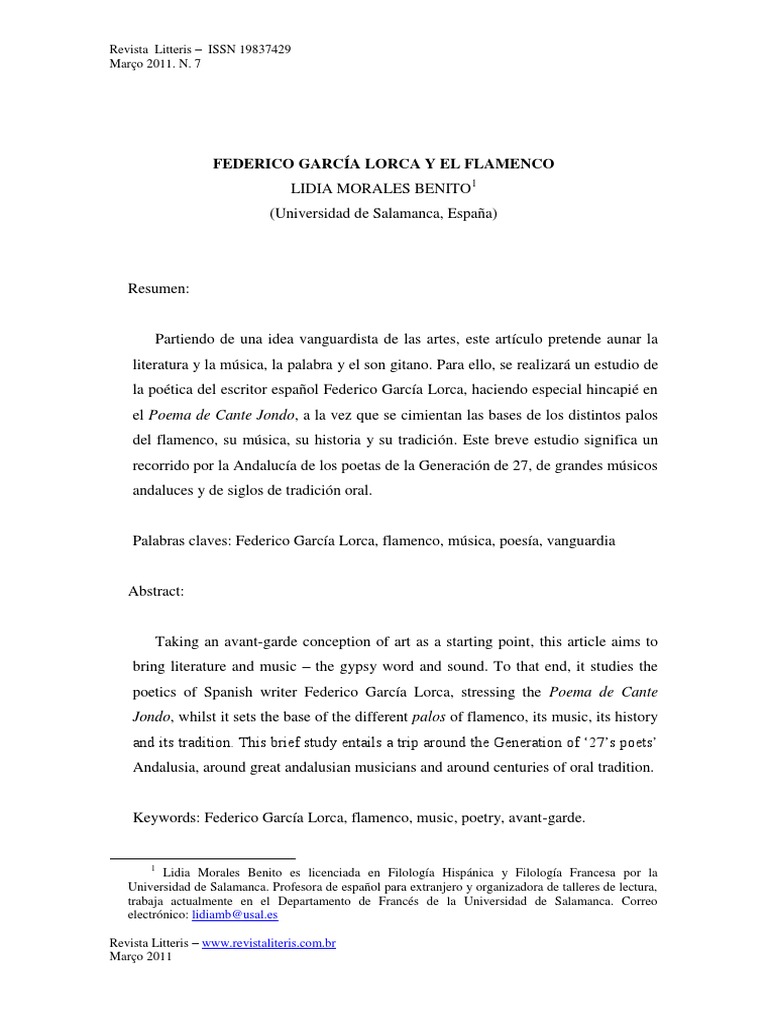 Federico Garcia Lorca y El Flamenco | PDF | Federico García Lorca | Poesía