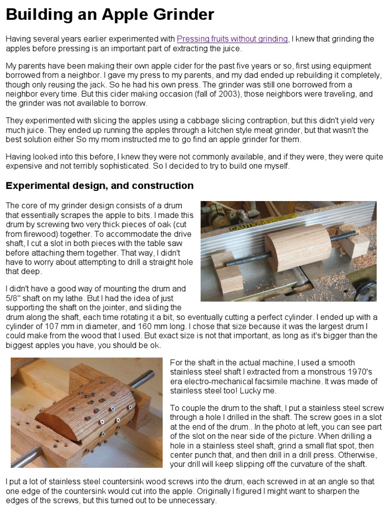 Building An Apple Grinder | PDF | Mill (Grinding) | Drill