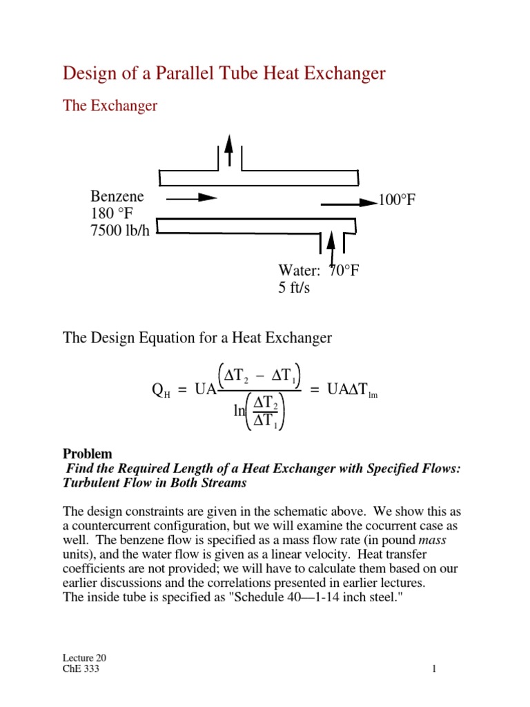 Design of a Parallel Tube Heat Exchanger | PDF | Heat Exchanger | Pipe ...