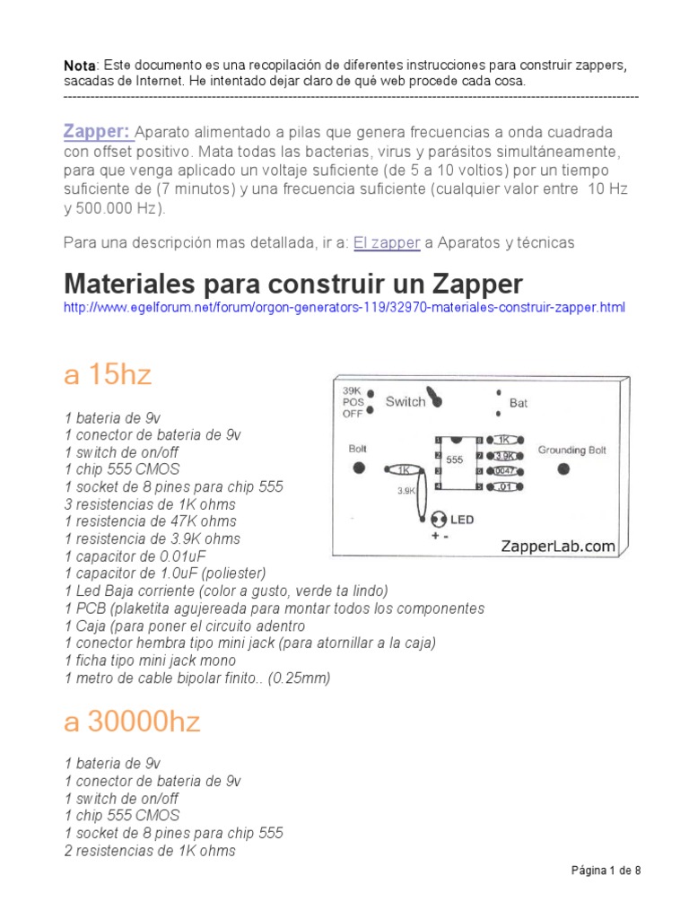 Recopilación de Instrucciones para Construir Zappers | PDF | Energia ...
