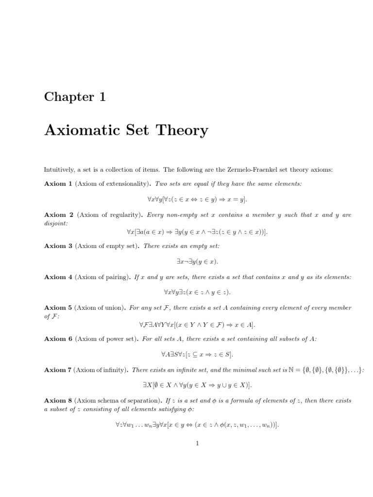 Axiomatic Set Theory | PDF | Empty Set | Set (Mathematics)