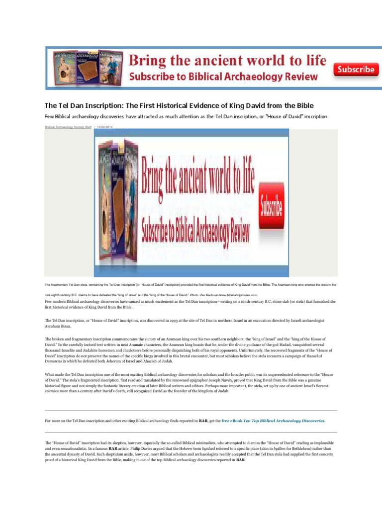 The Tel Dan Inscription | PDF | David | Ancient Levant