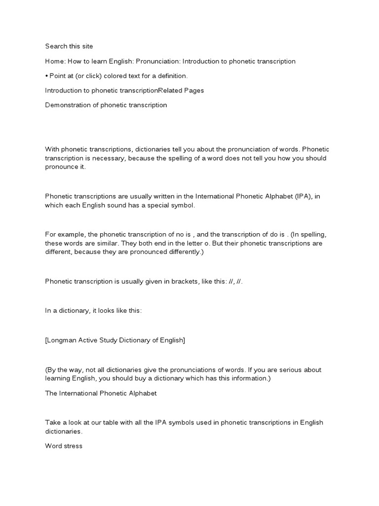 Phonetic Transcription | PDF | Phoneme | Symbols