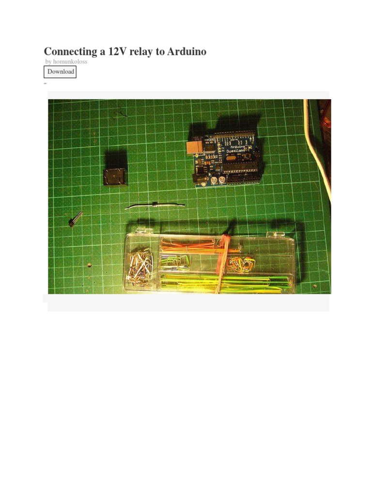 Connecting A 12V Relay To Arduino | PDF | Relay | Inductor