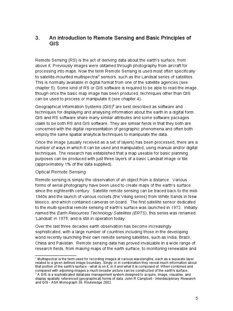 Remote Sensing and Basic Principles of GIS | PDF | Geographic ...