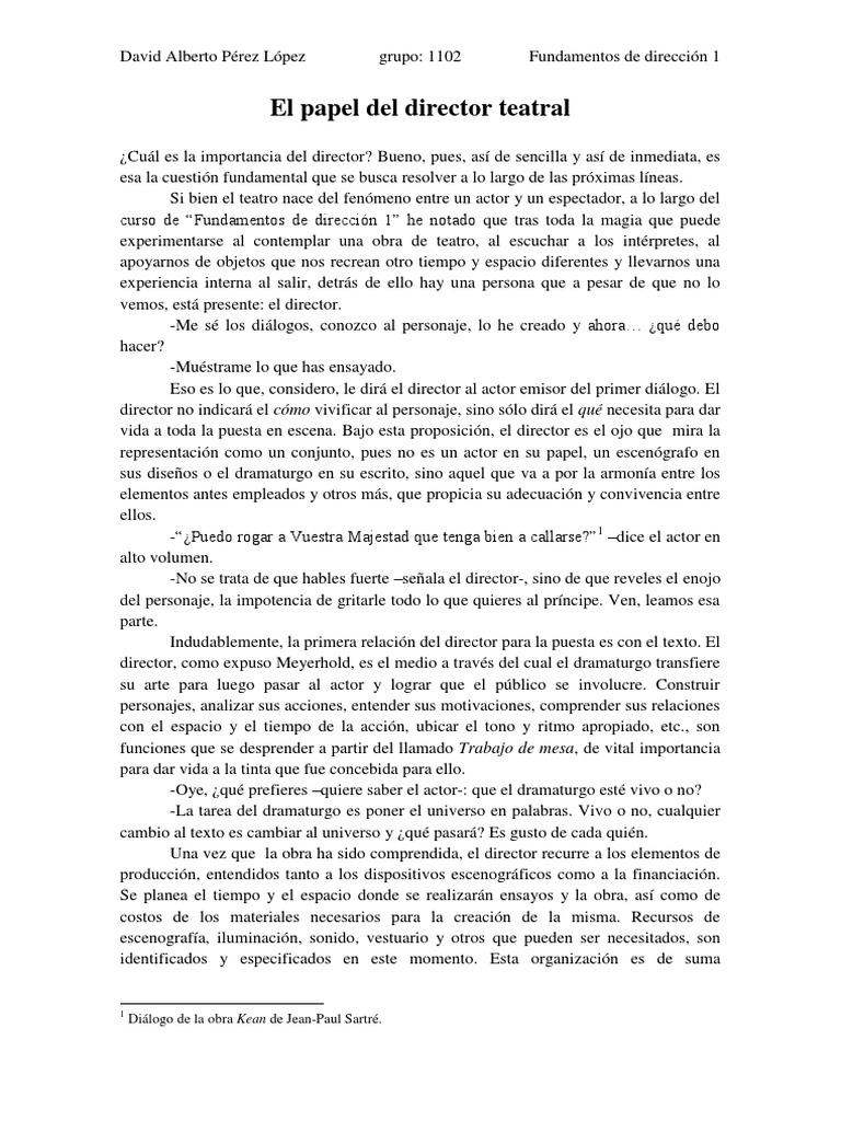 Funciones del Director Teatral | PDF | Teatro | Artes (general)