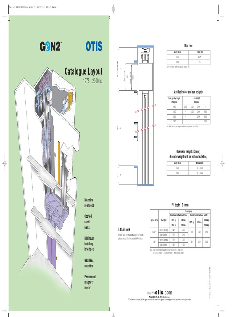 Gen2® Premier Layout 1275-2000kg | PDF | Elevator | Door