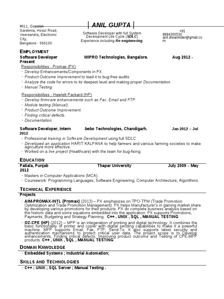 Anil Gupta Resume | PDF