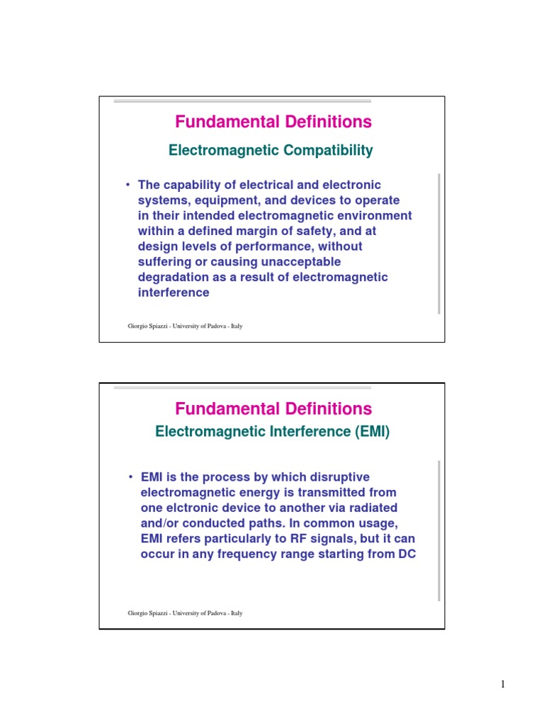 Fundamental Definitions EMC1 | PDF | Electromagnetic Interference ...