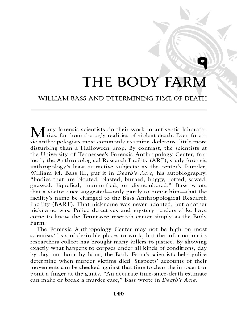 William Bass Establishes Body Farm to Study Time of Death | PDF ...