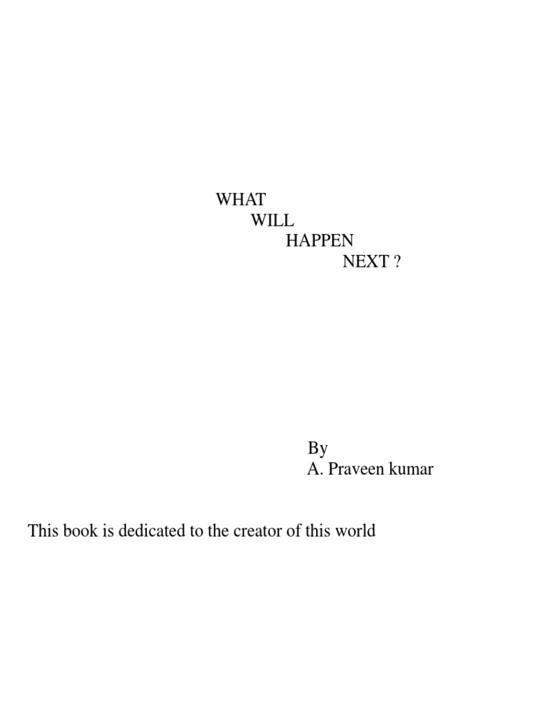 What Will Happen Next? | PDF | Waiting Staff | Clothing