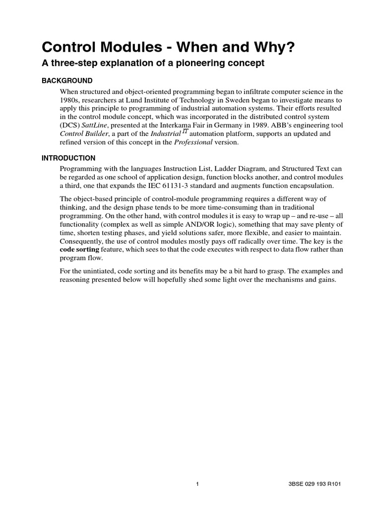 3BSE029193R101 - en Control Module - When and Why - Article | Download Free PDF | Subroutine ...