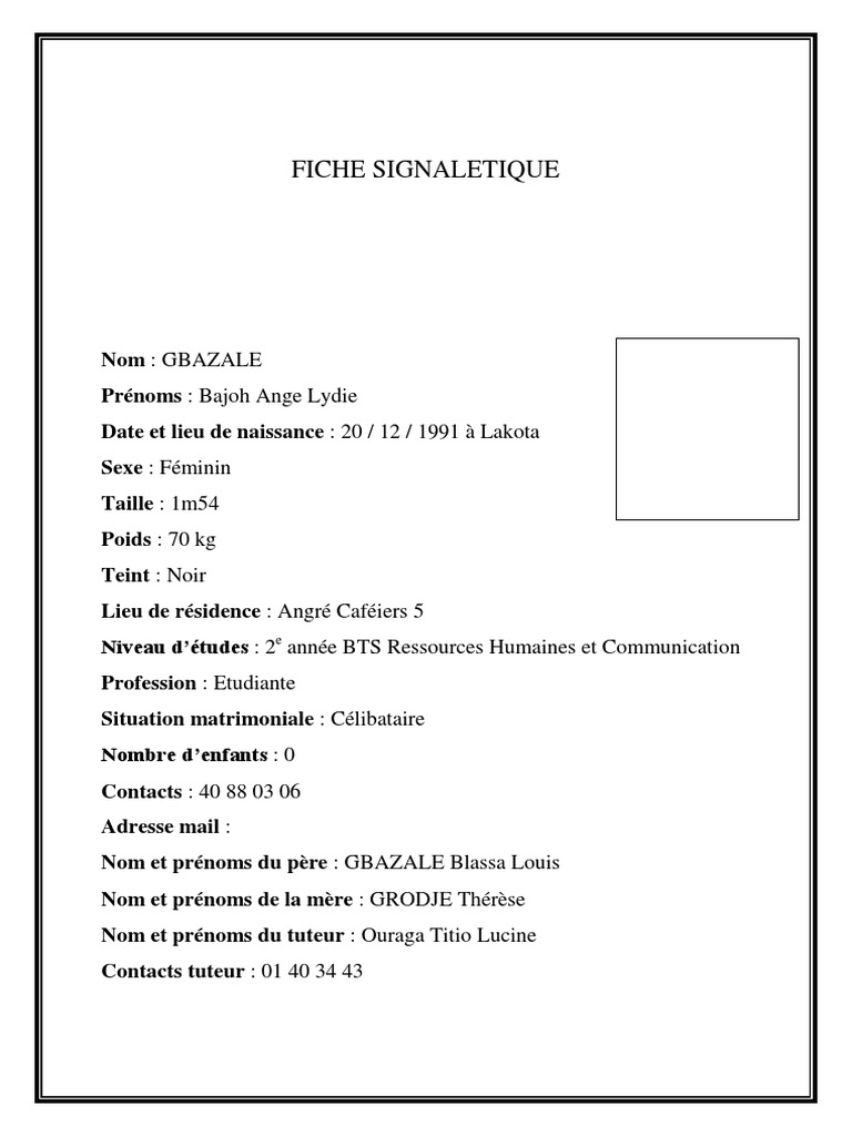 Fiche Signaletique | PDF