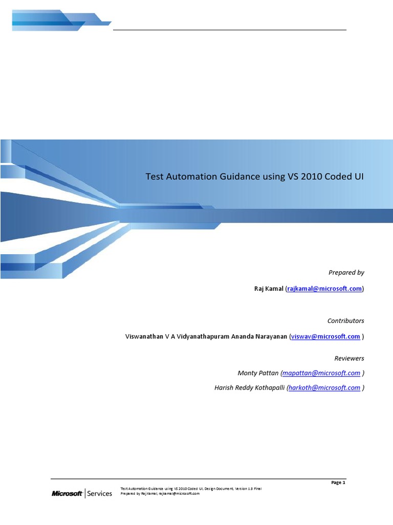 Test Automation Guidance Using VS 2010 Coded UI: Raj Kamal | PDF ... Test Automation Guidance Using VS 2010 Coded UI: Raj Kamal | PDF ...
