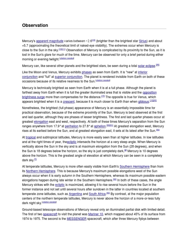 Observation: Citation Needed | PDF | Mercury (Planet) | Bodies Of The ...