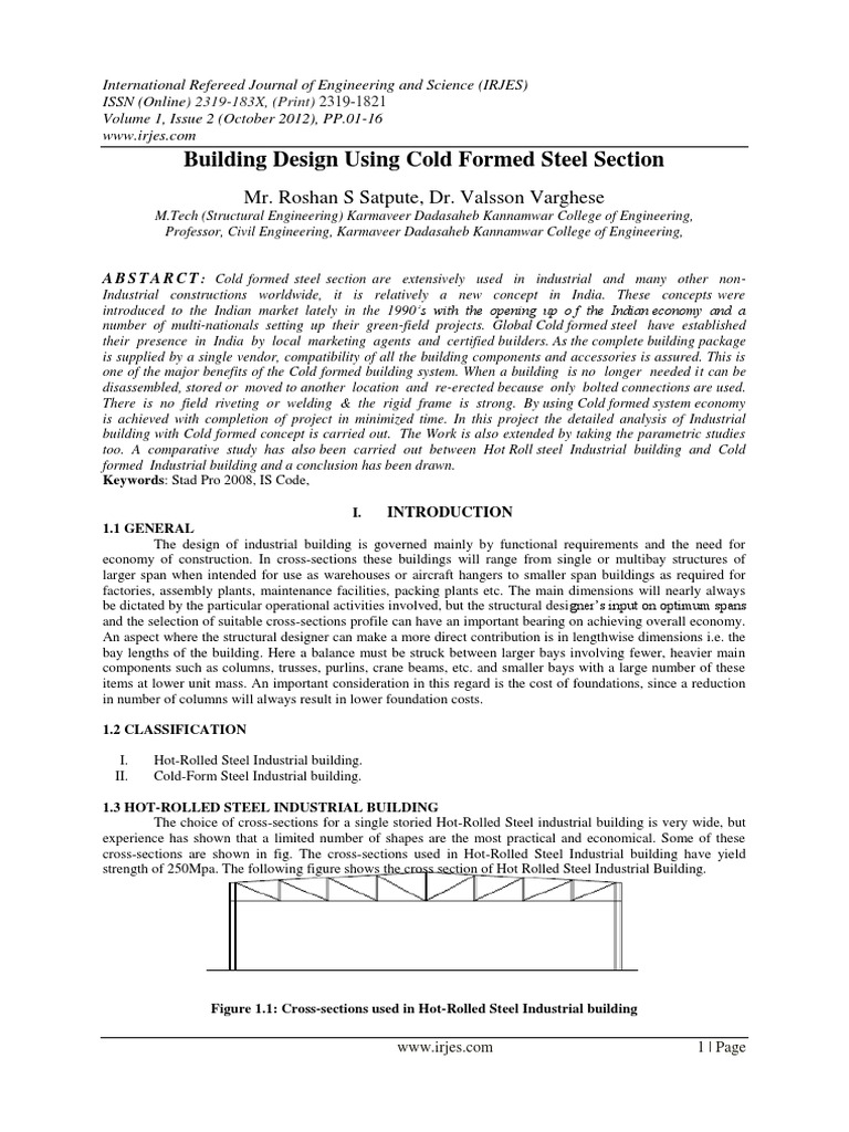 Cold Formed Purlin Design | PDF | Framing (Construction) | Rolling ...