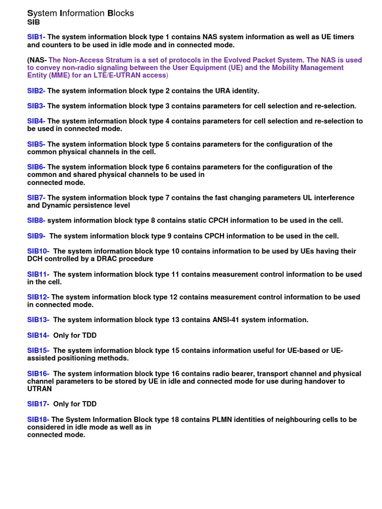 SIB - System Info Blocks UMTS | PDF | Computer Networking | Networking ...