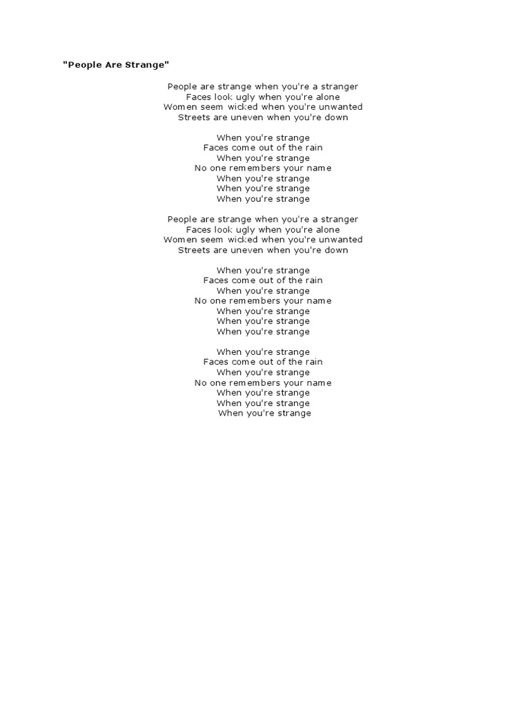 "People Are Strange" Lyrics Analysis | PDF