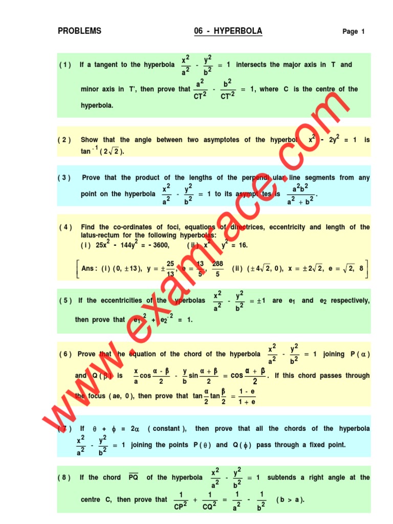 Mathematics Hyperbola 1 | PDF | Geometric Objects | Algebraic Geometry